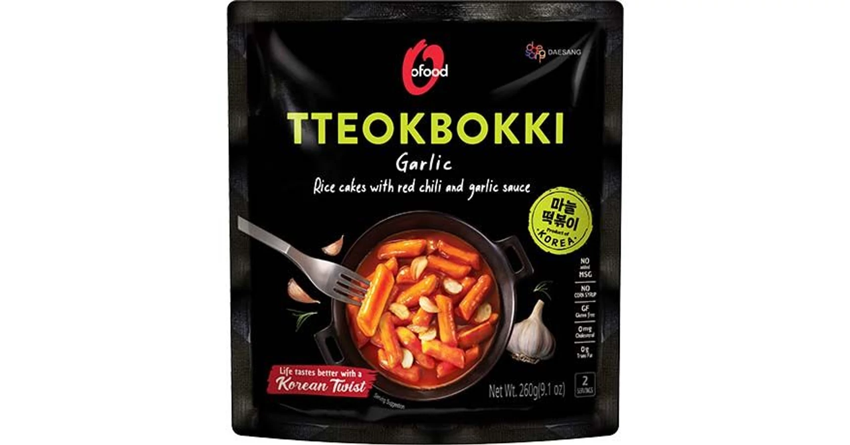 Topokki Chili és Fokhagyma Szósszal (2 adag), 260g (O'Food) - 1.790 Ft
